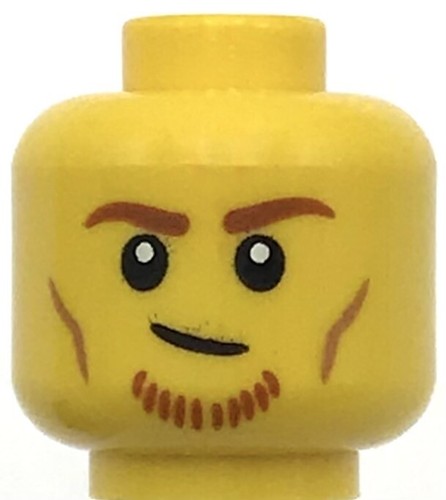 Lego New Yellow Minifigure Head Dark Orange Eyebrows Chin Whiskers ...