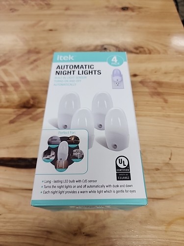itek White Automatic Sensor LED Night Lights - Standard USA PLUG 4 Pack ...