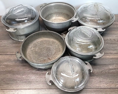 Vtg. Guardian Service Set Of 10 Cast Aluminum Cookware Pots W/Lids 6 ...