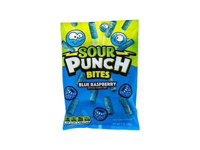 Sour Punch Blue Raspberry Bites Chewy Candy (Pack of 12 Bags) - 5oz ...