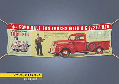 1946-1947 Jailbar Truck Ford Truck Dealer Garage Banner Hot Rod ...