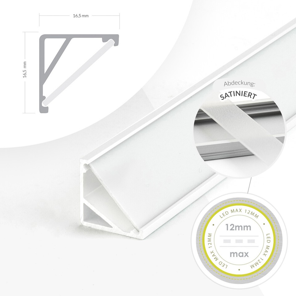 Alu Profil für LED Streifen 1m 2m Stripe Lichtleiste Aluminium Schiene ...