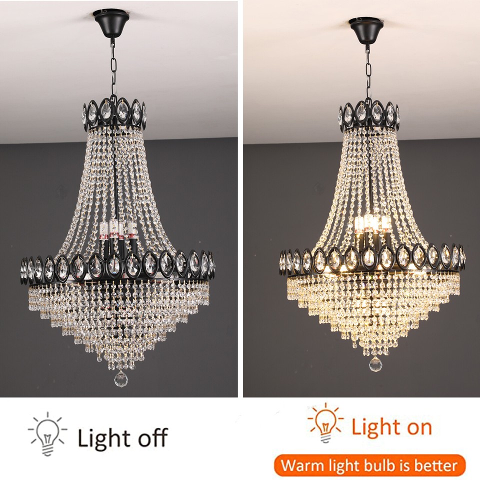 Luxury Crystal Chandelier Pendant Lamp Hanging Light Dimmable Height ...