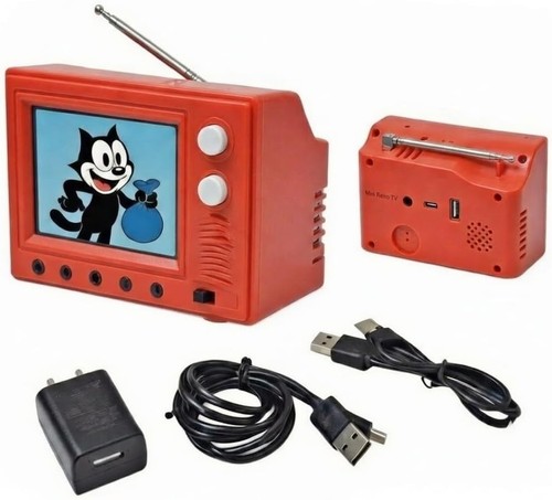 Mini Retro TV Pixel Pocket 2.4 Inch HD 480p 8GB USB Support Battery ...