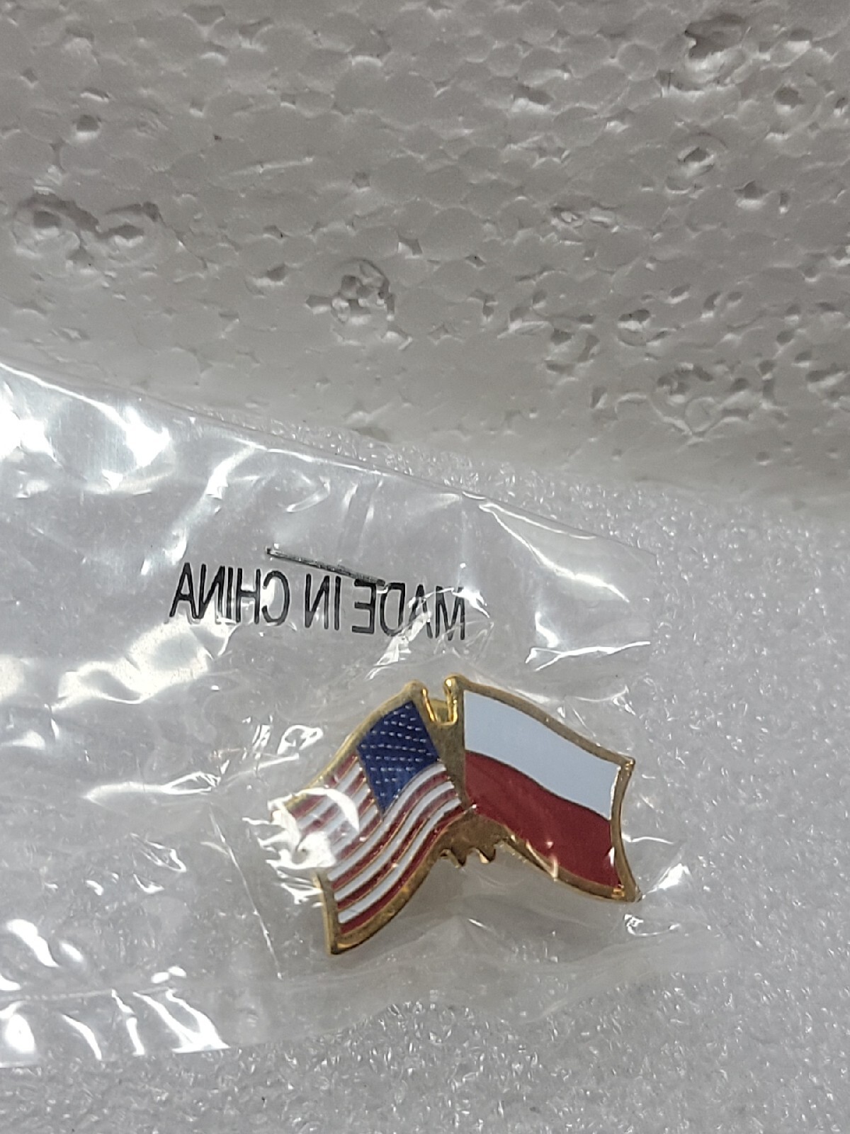 USA American Poland Friendship Flag Enamel Lapel Pin Single ClutchBack ...