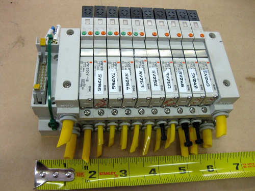 SMC Pneumatic PCW Type Valve Bank Lot of Ten VQ1200Y-5 24VDC Solenoid ...