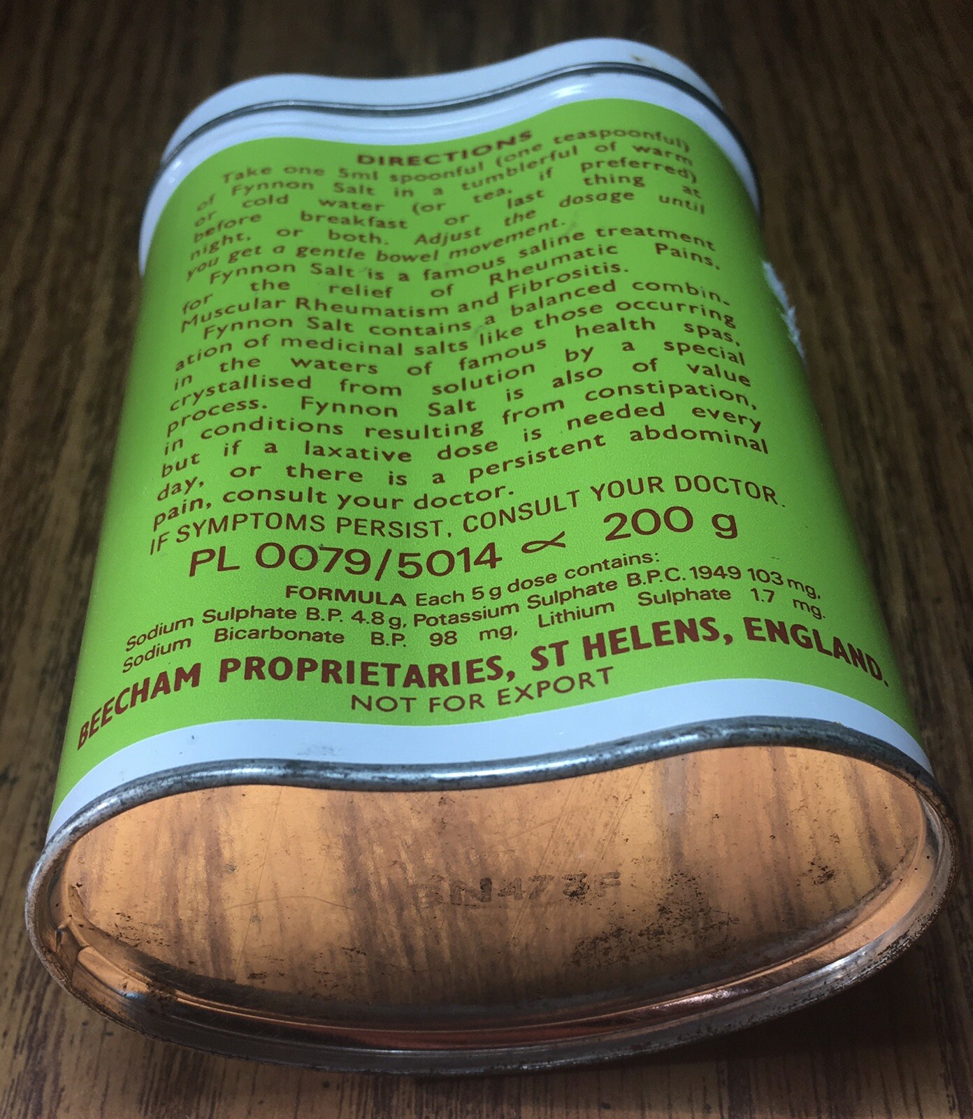 Fynnon Salt Tin, Vintage Green 200g Container, Beecham | eBay