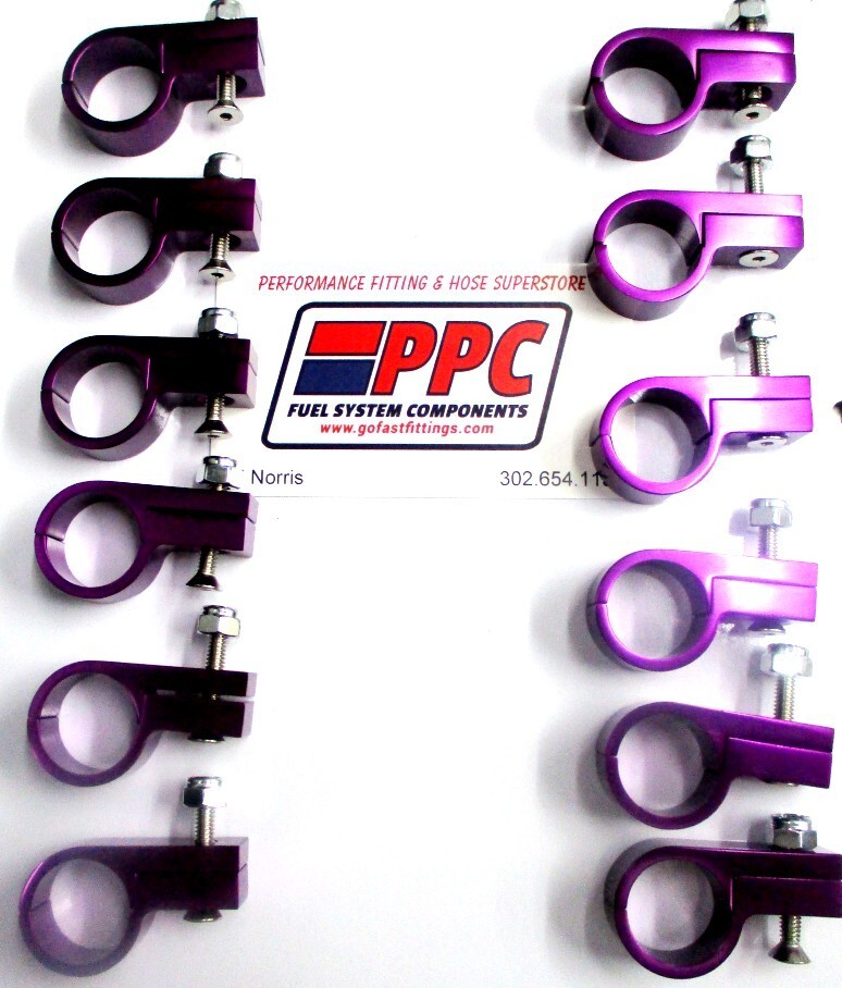 3/4" Billet Aluminum Show Polished Purple Line Mounting P Clamp 12 per ...