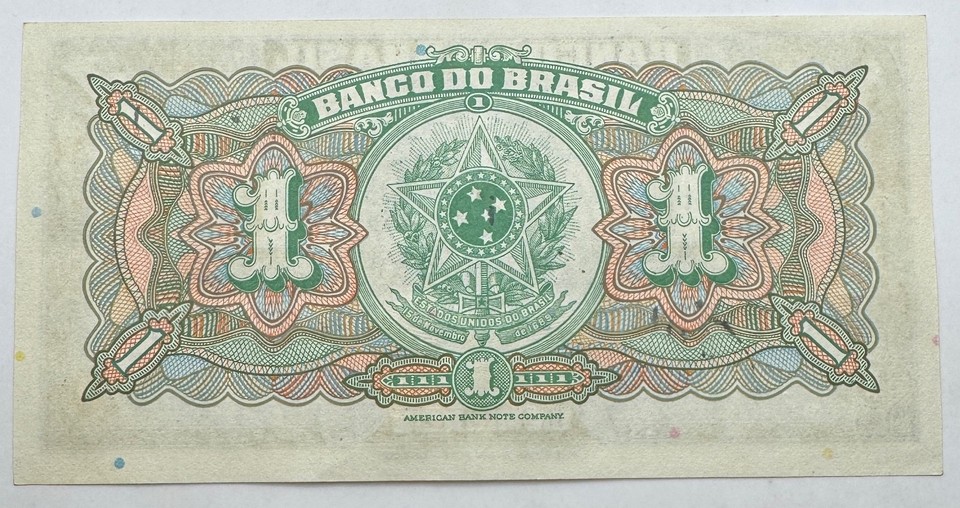 1923 Brasil 1 Mil Reis Note - Brazilian Hand Signed Banknote - UNC ...
