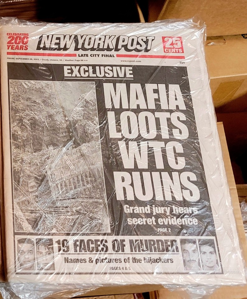 9/11 attacks mafia loots wtc ruins Ny Post Newspaper 9/28/01 Always In ...