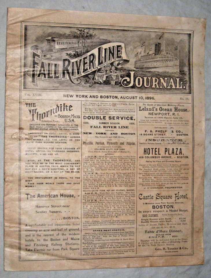 3 ANTIQUE 1896 & 1900 Fall River Line Journals NY, New Haven & Hartford ...