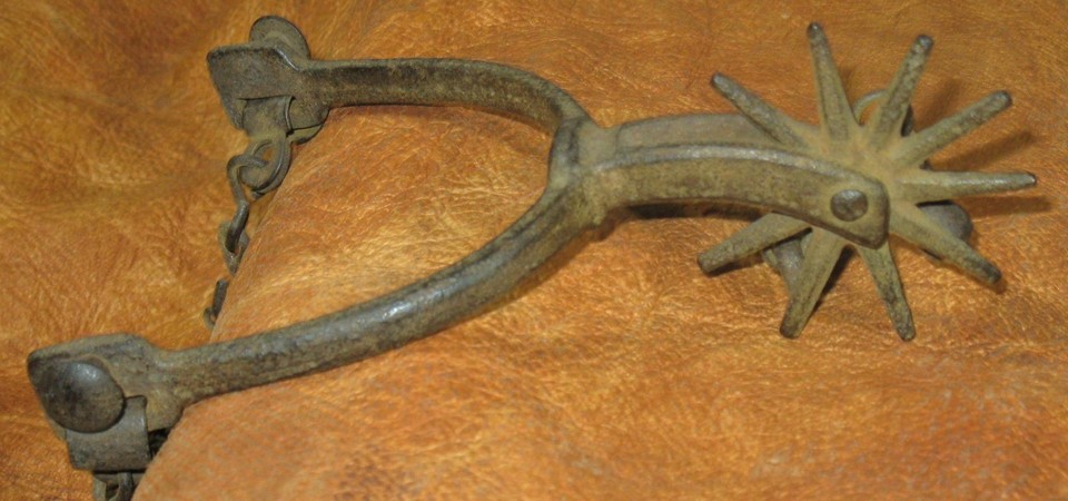 ANTIQUE HAND FORGED/CRAFTED WESTERN AMERICANA COWBOY SPUR 1800's 10-PT ...