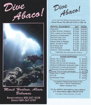 Dive Abaco Marsh Harbour Bahamas Advertising Travel Brochure | eBay