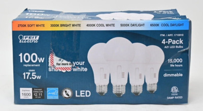 Feit Dimmable 100W LED Replacement Changeable shade Bulbs, 4-pack | eBay