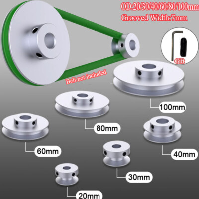 V Grooved Pulley PU Round Belt Pulleys Aluminum For 6mm Width Belt OD ...