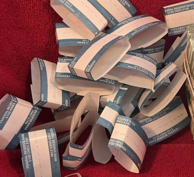 5 FEDERAL RESERVE BANK STRAPS! FROM SEALED SECURITY DELIVERY POUCH ...