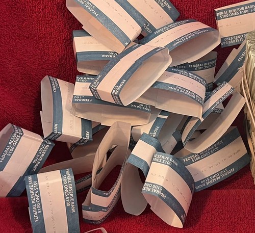 5 FEDERAL RESERVE BANK STRAPS! FROM SEALED SECURITY DELIVERY POUCH ...