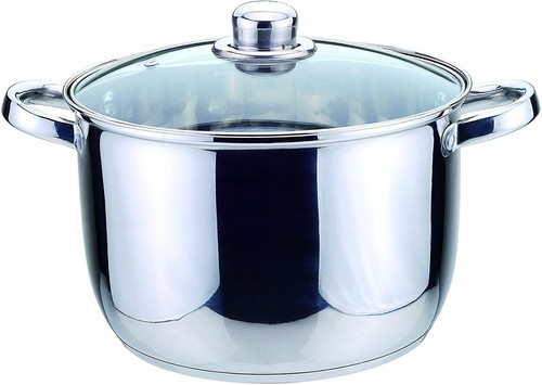 DEEP STAINLESS STEEL STOCK POT COOKING STEW SOUP CASSEROLE LARGE PAN ...