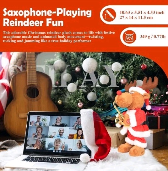 Singing Saxophone Rudolph Reindeer Plush – 14'' Animated Christmas ...
