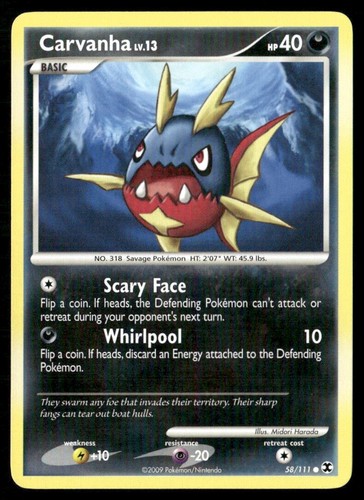 2009 Platinum - Rising Rivals Set Pokemon Card 058 Carvanha LP | eBay