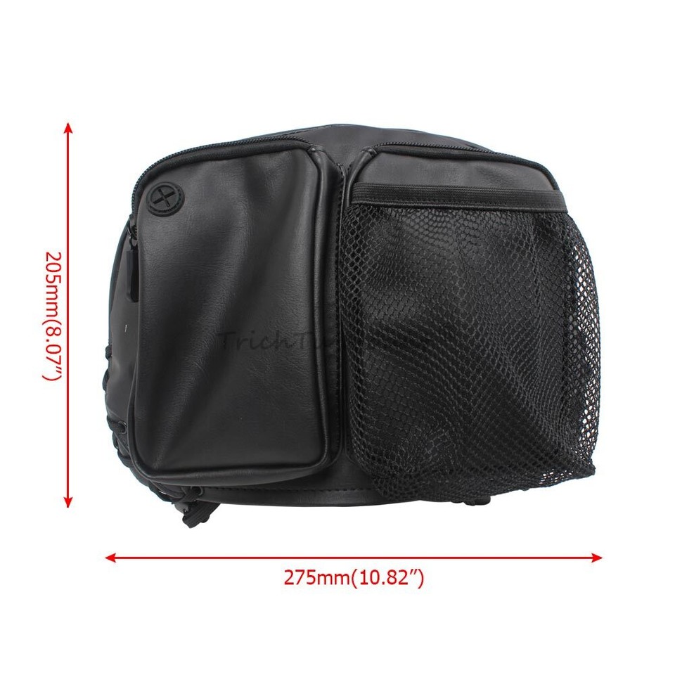 PU Leather Black Motorcycle Rider Backrest Organizer Bag Universal For ...
