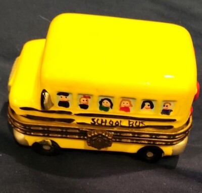 Hinged Trinket Box School Bus Porcelain Figurine | eBay
