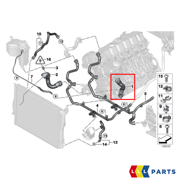 BMW 3 E90 Radiator Water Hose 17127531579 7531579 Genuine for sale ...