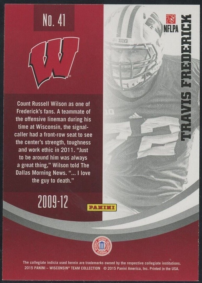 2015 Panini Collegiate Wisconsin Travis Frederick #41 | eBay
