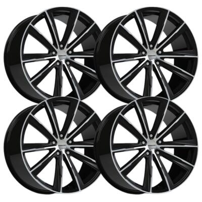 (Set-4) Vision 471 Splinter 22x9 5x115 38mm Black Machined Wheels Rims ...
