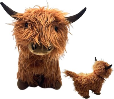 Highland Cow Plush Toy-10 Inch Realistic Standing Cow Stuffed Animal ...