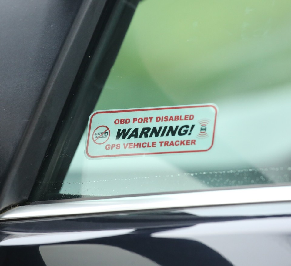 2 x WINDOW WARNING STICKERS INTERNAL GPS TRACKER OBD PORT DISABLED ...