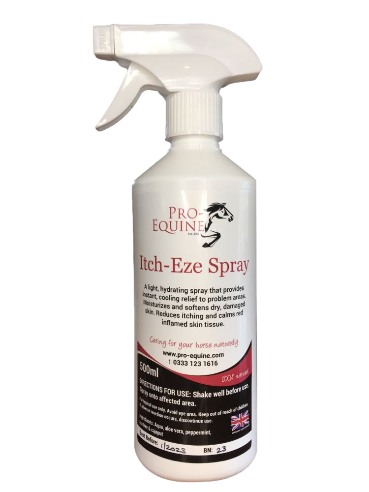 PRO EQUINE ITCH-EZE SPRAY FOR ITCHY HORSE SKIN CARE 500ML FAST ACTING ...