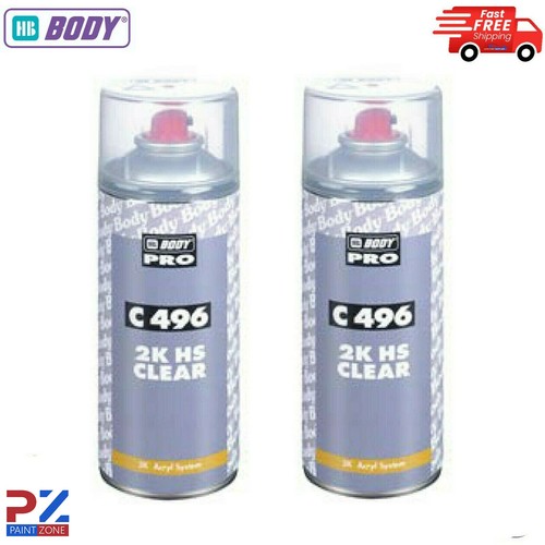 HB BODY 496 2K HS CLEAR COAT LACQUER AEROSOL 400ML X 2 (FAST SHIPPING ...