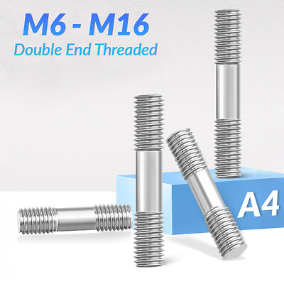 M6 - M16 Double End Threaded Stud Bar Rod Bolts 316(A4) Stainless Steel ...