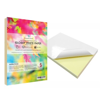 A4 GLOSS Labels White Self Adhesive Permanent Sticker Multi Purpose ...