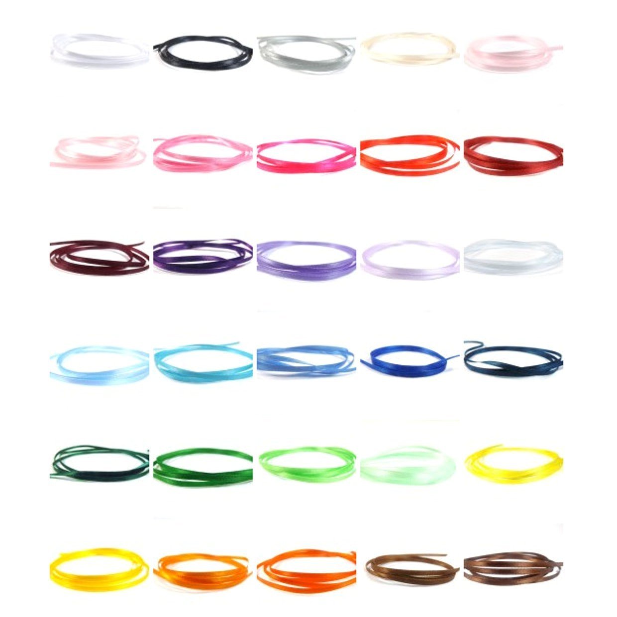 Plain Satin Ribbon Mixed Multipack Polyester - 30 Colours - Widths 3mm ...