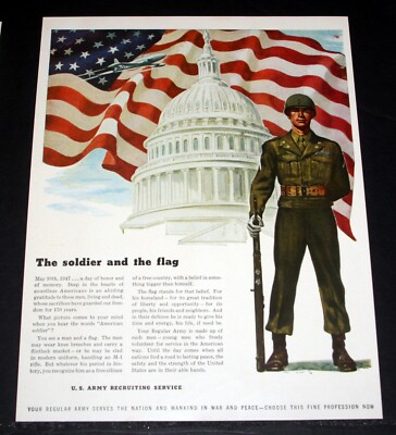 1947 OLD MAGAZINE PRINT AD, U.S. ARMY RECRUITING SERVICE, SOLDIER AND ...