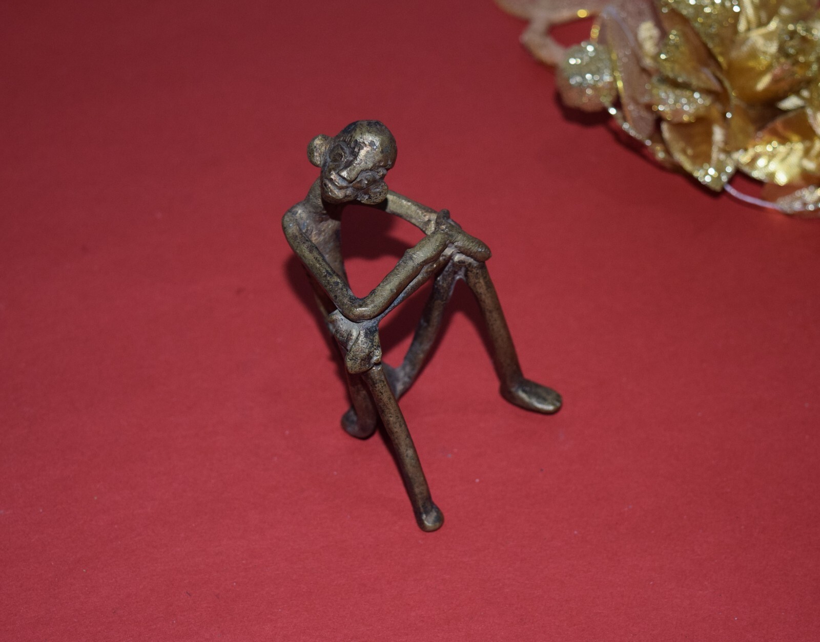 Brass Thinker Man Antique Figure Rustic Primitive Art Showpiece ...