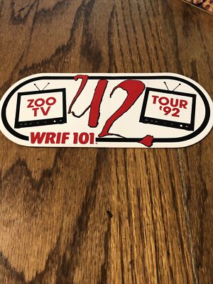 Vintage 101 WRIF Detroit **Zoo TV U2 ‘92 Tour ** Bumper Sticker | eBay
