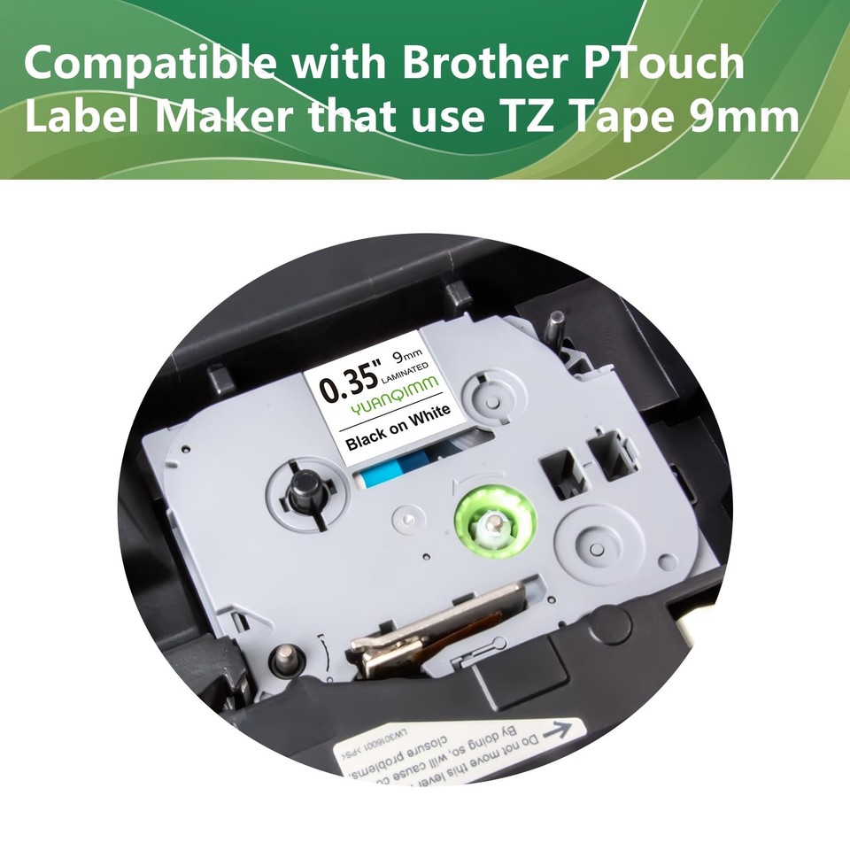 Compatible with Brother 3/8 Inch Label Maker Tape TZe-221 TZ Tape 9mm 0 ...
