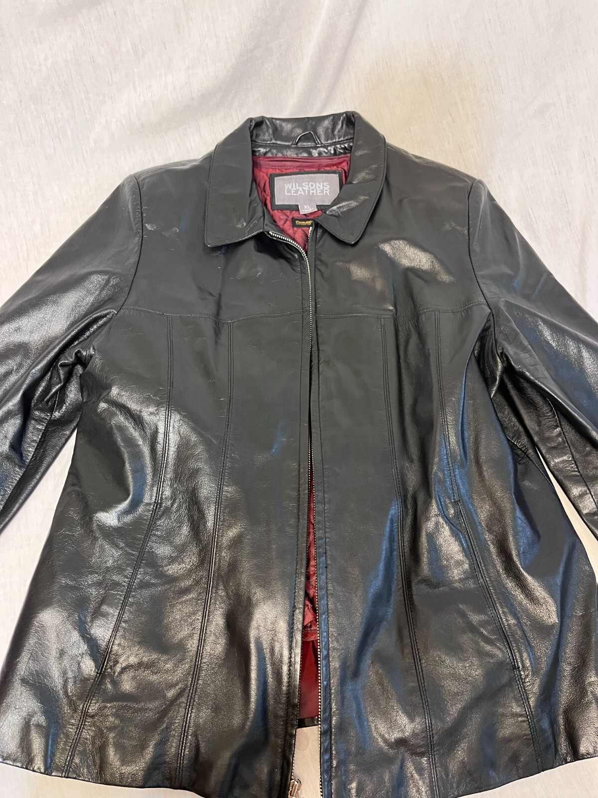 Wilson's Leather Coat Black Jacket Zip Out Thinsulate Quilted Liner Men ...