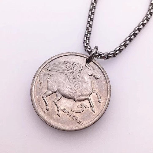 Greek Coin Pegasus/Bathing Fire Phoenix Pendant vintage coin Silver ...