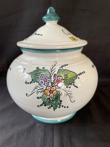 Italian Hand Painted Pottery floral Olive Jar Pot. M.Falco | eBay