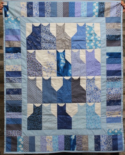 Handmade Baby Blue Kitty Cat Quilt Throw CAT RESCUE | eBay