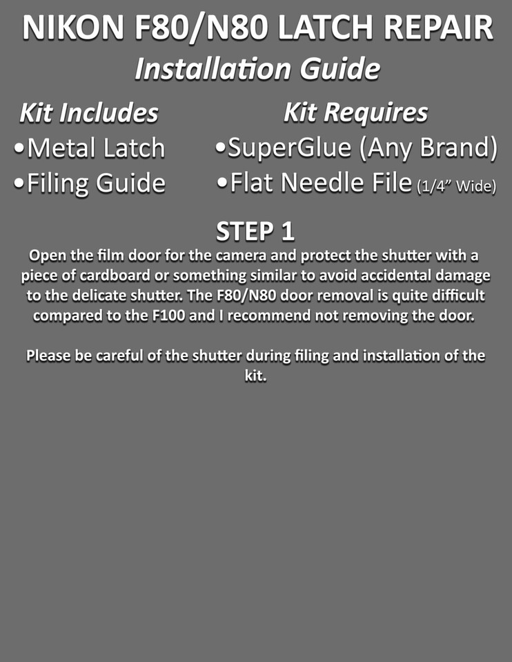 Nikon F80 / N80 Back Film Door Broken Latch Metal Repair Kit ...