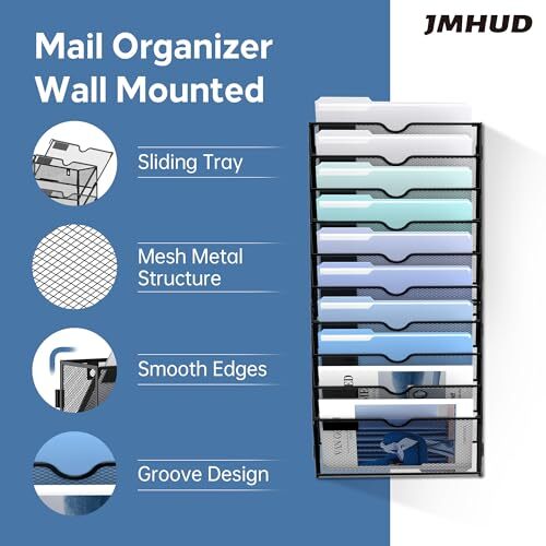 Wall File Organizer 10 Tier Hanging Wall File Holder Mail Organizer ...
