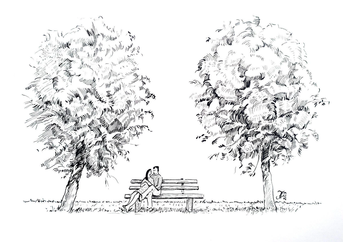 Drawing Of A Man Sitting Under A Tree