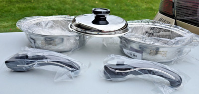 Set of 2 SALADMASTER 316Ti 9" Saute Pans Stainless Steel Titanium NEW ...