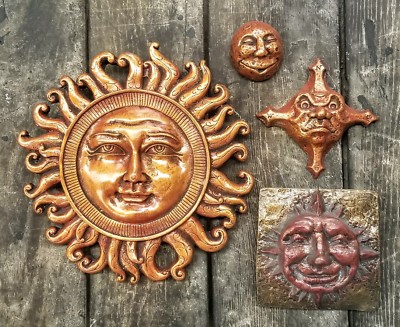 Lot of 4 Celestial Sun, Moon, Star Home Garden Wall Plaque Decor | eBay