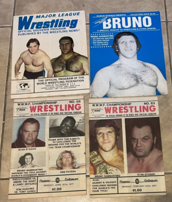LOT 4 Vintage WWF BRUNO SAMMARTINO Wrestling Programs Magazines 1977 ...